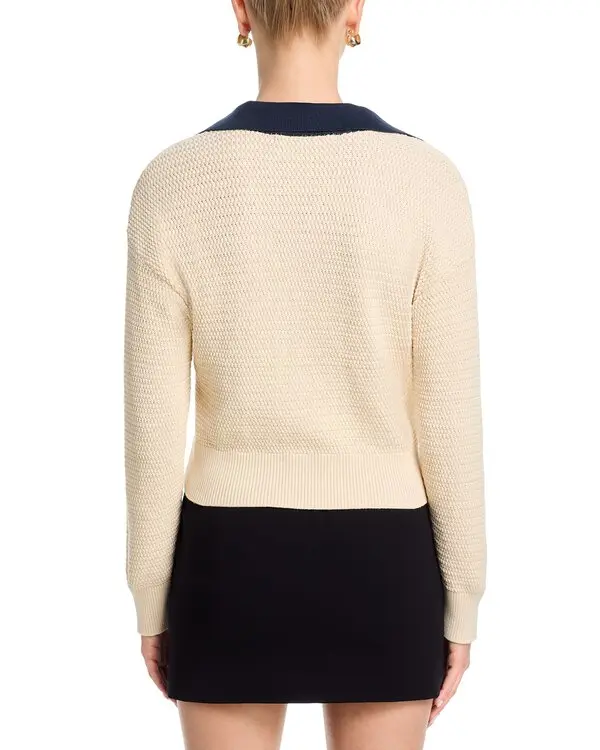 French Connection Contrast Collar Textured Knit Sweater