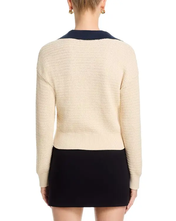 French Connection Contrast Collar Textured Knit Sweater