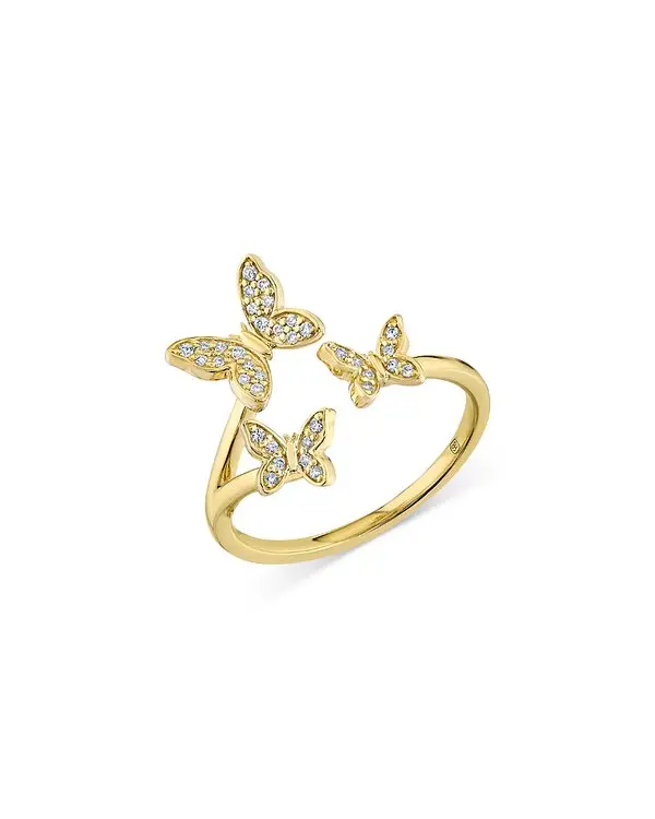 SYDNEY EVAN 14k Yellow Diamond Butterfly Cuff Ring - Gold