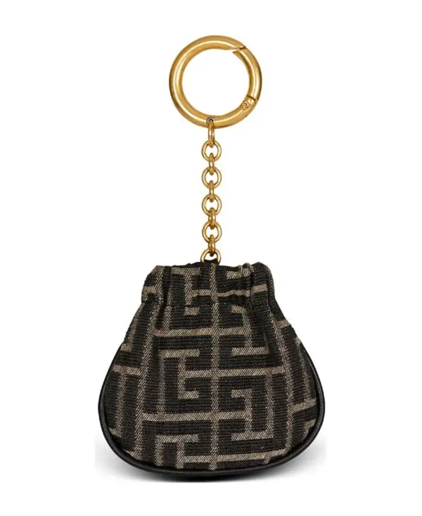 Balmain Pulse Monogram Jacquard Key Ring - Black