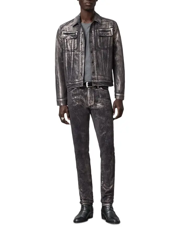 John Varvatos Distressed Trucker Jacket - Metal Grey