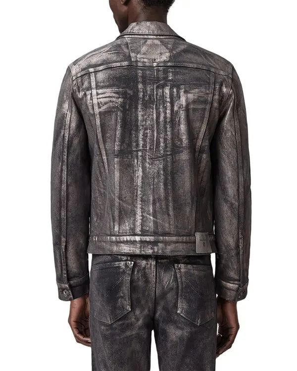 John Varvatos Distressed Trucker Jacket - Metal Grey