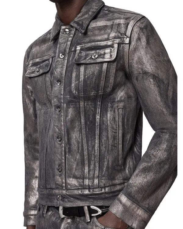 John Varvatos Distressed Trucker Jacket - Metal Grey