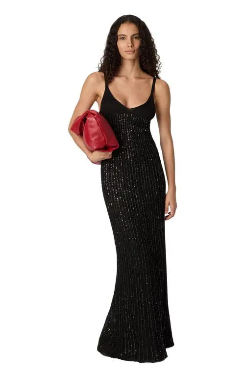 Missoni Sleeveless Long Dress In Viscose Lamé Blend With Sequins - Black