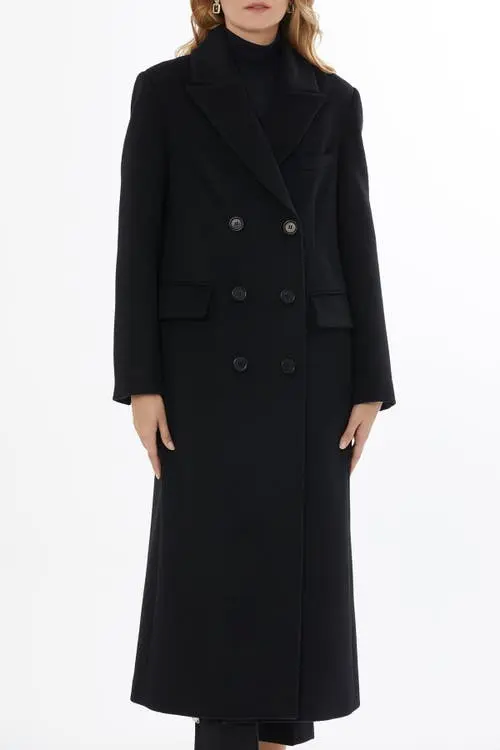 GIZIA Long Coat With Notched Lapel And Back Vent