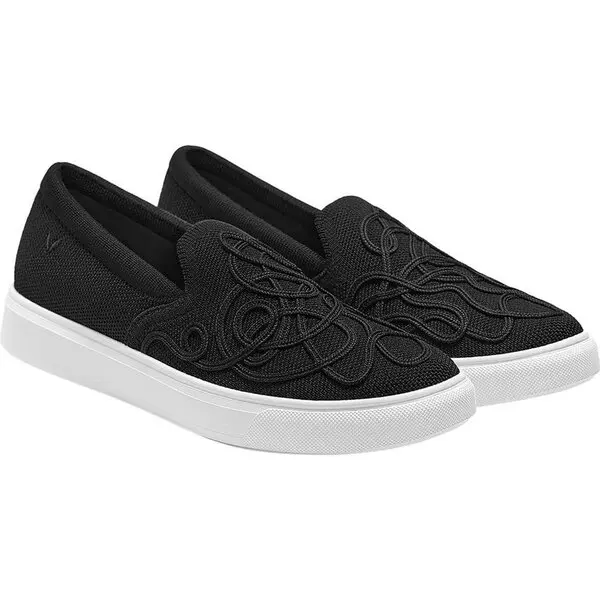 Vivaia V-tune Classic Slip-on Water-repellent Sneakers With Embroidered Trim - Black