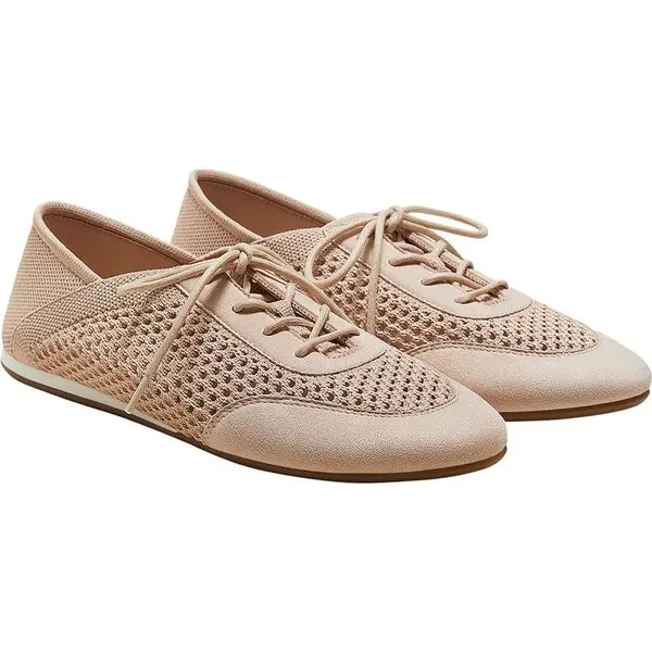 Vivaia Yara Round-toe Lace-up Mesh Sneakers - Shell Tint
