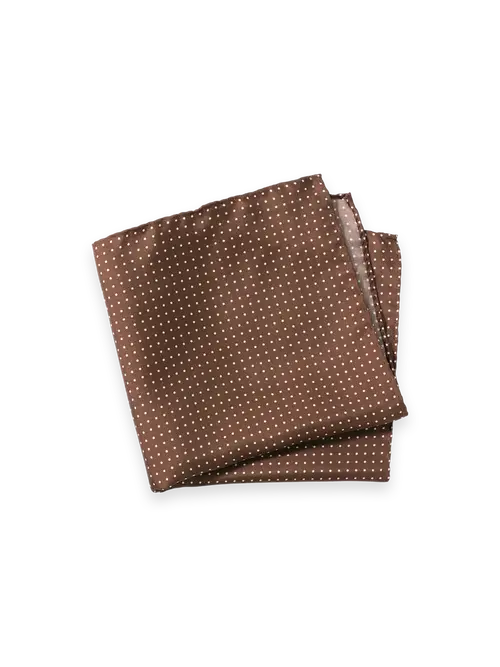 PAUL FREDRICK Dot Silk Pocket Square - Brown