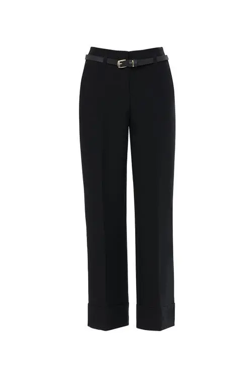 GIZIA Belted Trousers With Double Hem