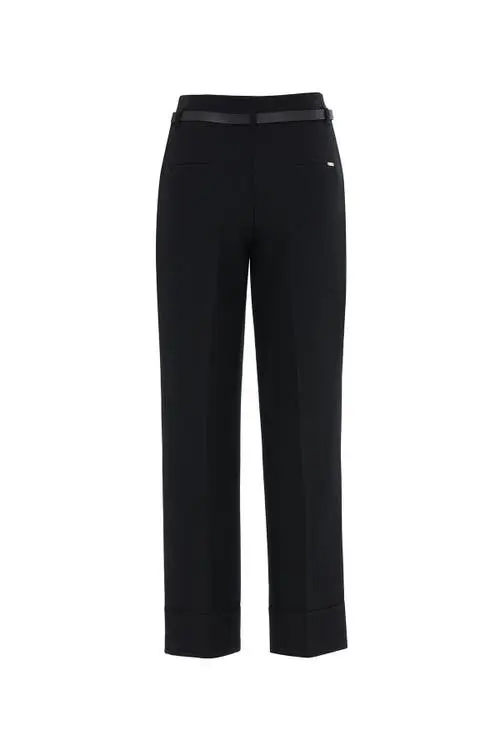 GIZIA Belted Trousers With Double Hem