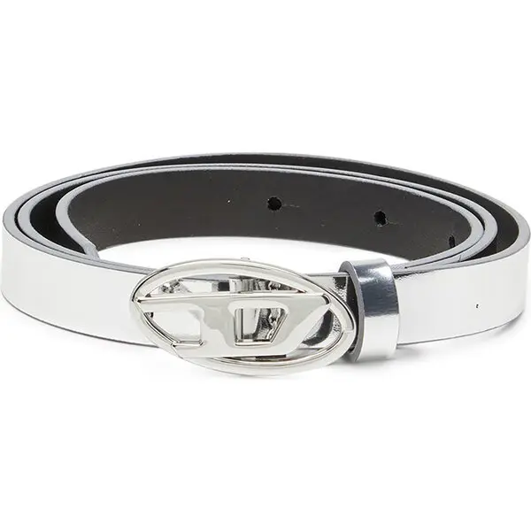 DIESEL® Oval D Buckle Belt - Silver