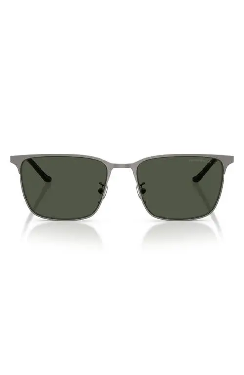 Emporio Armani 57mm Polarized Rectangular Sunglasses - Gunmetal/polar Dark Green