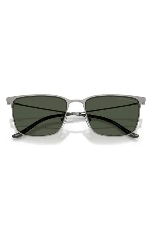 Emporio Armani 57mm Polarized Rectangular Sunglasses