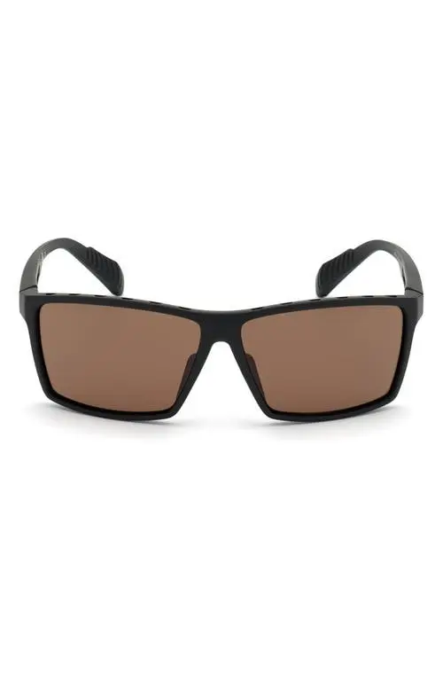 Adidas 63mm Rectangular Sunglasses - Matte Black/brown Lenses