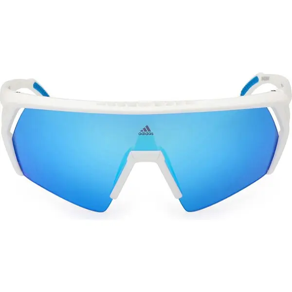 Adidas 00mm Shield Sunglasses - White/other/blue Mirror