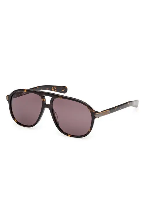 Adidas 58mm Pilot Sunglasses - Dark Havana/brown