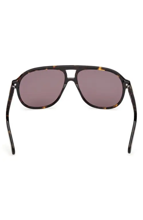 Adidas 58mm Pilot Sunglasses - Dark Havana/brown
