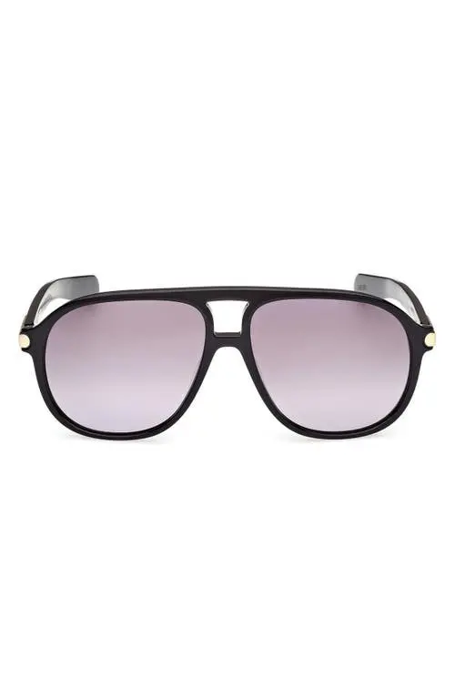 Adidas 58mm Pilot Sunglasses - Shiny Black/gradient Smoke