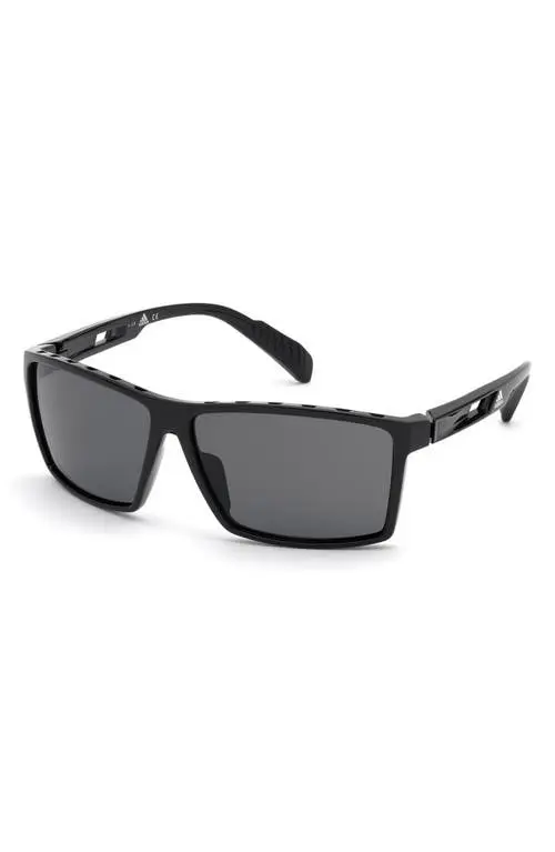 Adidas 63mm Rectangular Sunglasses - Black/smoke Polarized Lenses