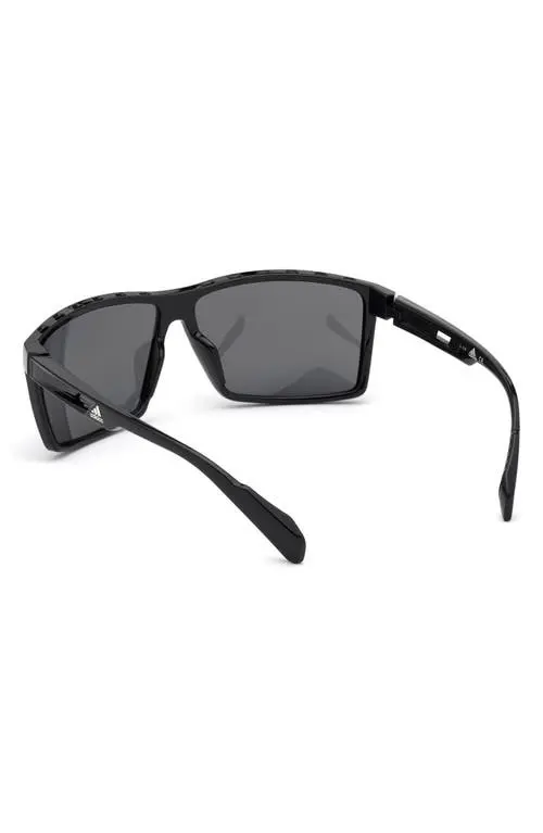 Adidas 63mm Rectangular Sunglasses - Black/smoke Polarized Lenses