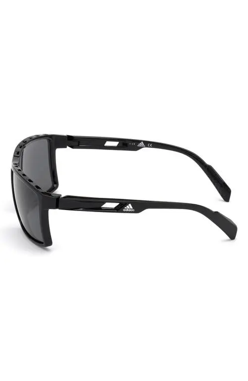 Adidas 63mm Rectangular Sunglasses - Black/smoke Polarized Lenses