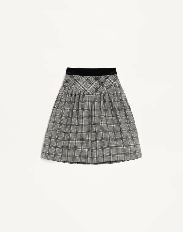 Valentino Garavani Wool Checkered Bermuda Shorts With Velvet Belt - Grey