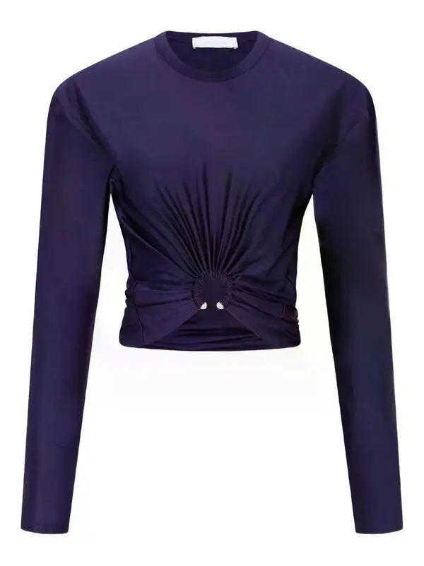 Rabanne Long-sleeve Piercing-detail Top - Blue