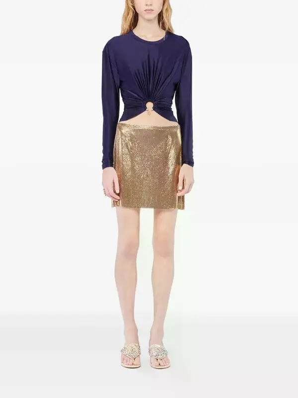 Rabanne Long-sleeve Piercing-detail Top - Blue