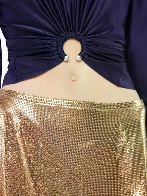 Rabanne Long-sleeve Piercing-detail Top - Blue