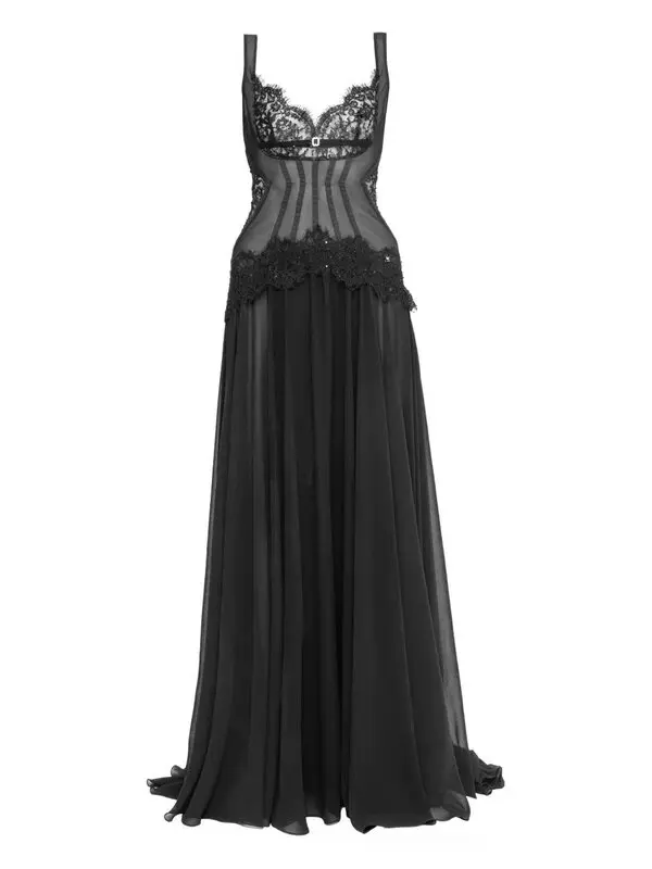 NISSA Lace-trimmed Corset Gown