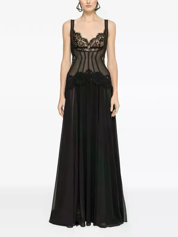 NISSA Lace-trimmed Corset Gown