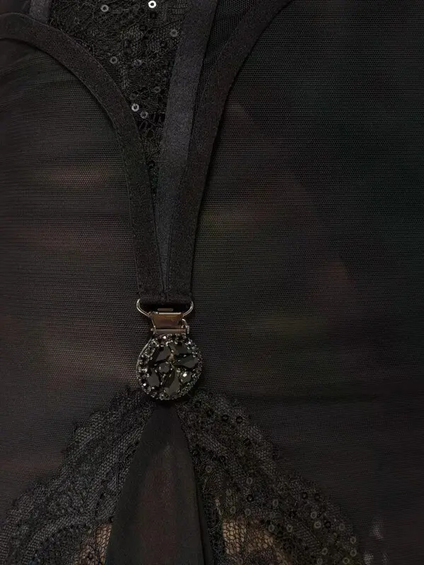 NISSA Lace-panel Corset Maxi Dress
