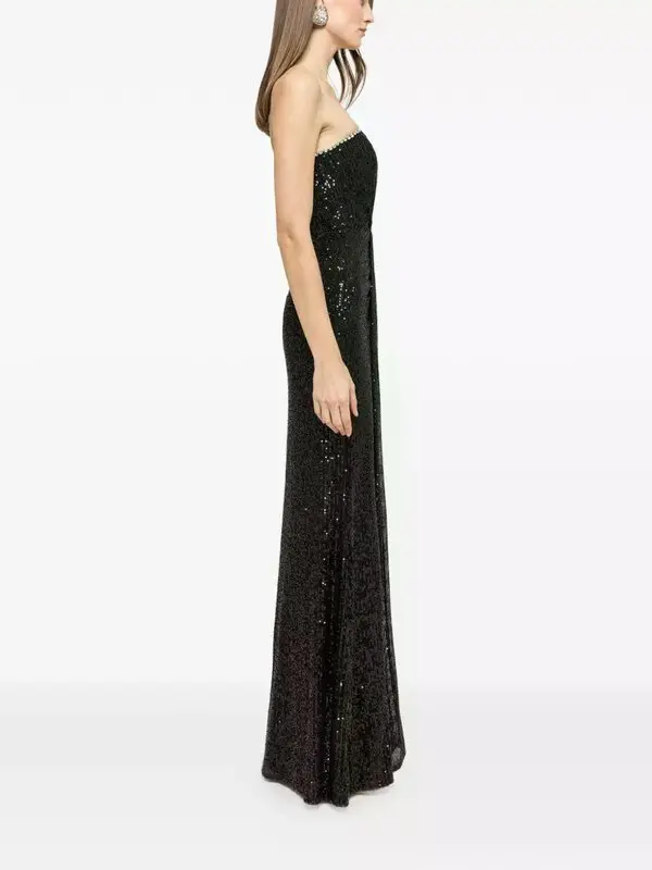 NISSA Crystal-embellished Sequinned Maxi Dress - Black
