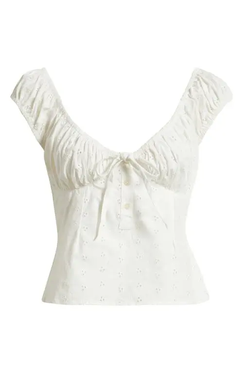 BDG URBAN OUTFITTERS Hallie Embroidered Eyelet Cotton Top