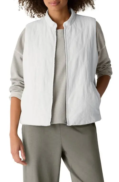 Eileen Fisher Quilted Linen & Cotton Vest