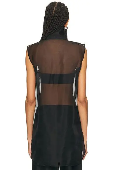 AEXAE Silk Organza Roll Neck Top