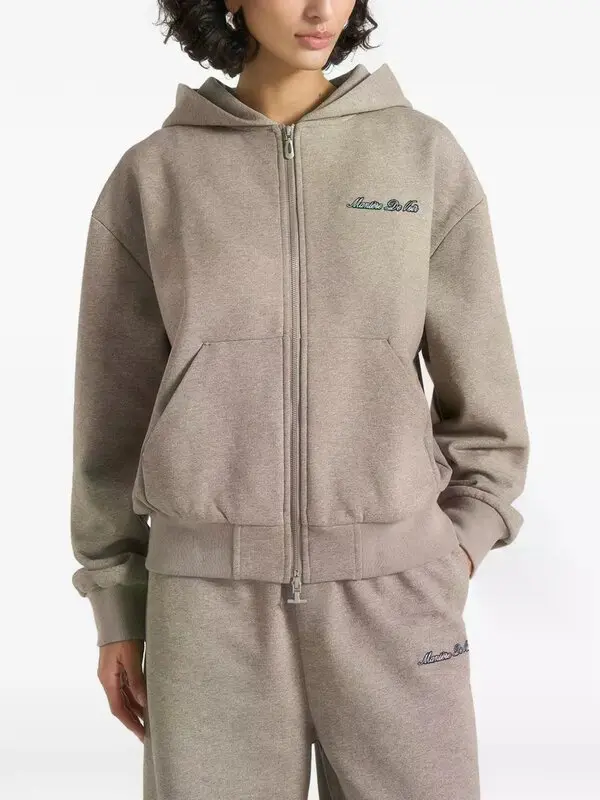 Manière De Voir Signature Relaxed-fit Zip Hoodie - Brown