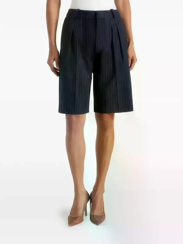 Manière De Voir Lorette Pinstripe-print Tailored Shorts - Blue