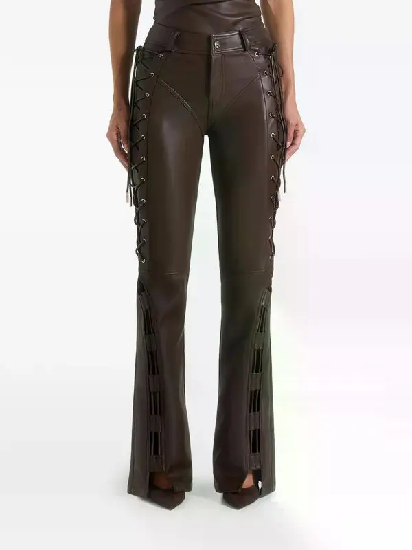 Manière De Voir Ambre Lace-up Flared Trousers - Brown