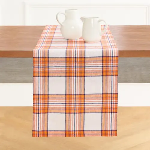 Solino Home Linen Table Runner For Dining Table, Holiday And Everyday Table Decor Plaid