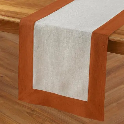 SOLINO HOME Linen Table Runnercontempo - Cinnamon And Natural