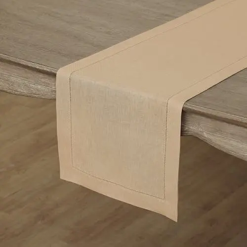Solino Home Linen Table Runnerclassic Hemstitch - Beige