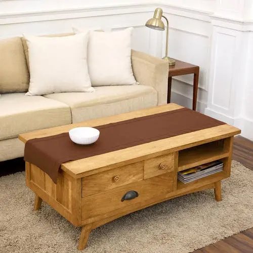 Solino Home Linen Table Runner For Dining Table - Brown