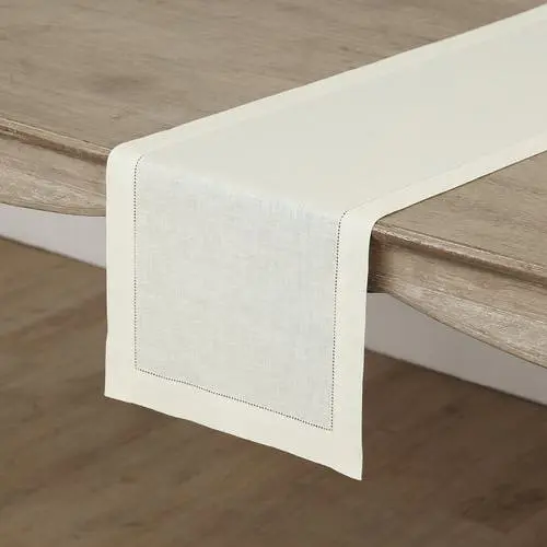 Solino Home Linen Table Runnerclassic Hemstitch - Ivory