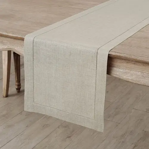 Solino Home Linen Table Runnerclassic Hemstitch - Natural