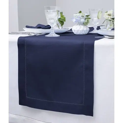 Solino Home Linen Table Runnerclassic Hemstitch - Navy