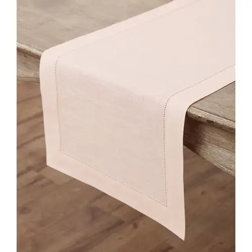 Solino Home Linen Table Runnerclassic Hemstitch - Pink