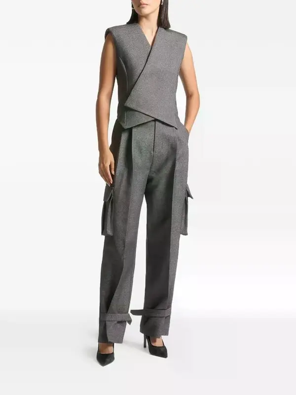 Manière De Voir Textured Pleated Marl Tailored Cargo Pants