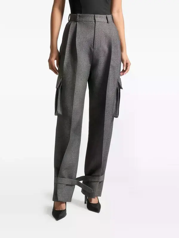 Manière De Voir Textured Pleated Marl Tailored Cargo Pants