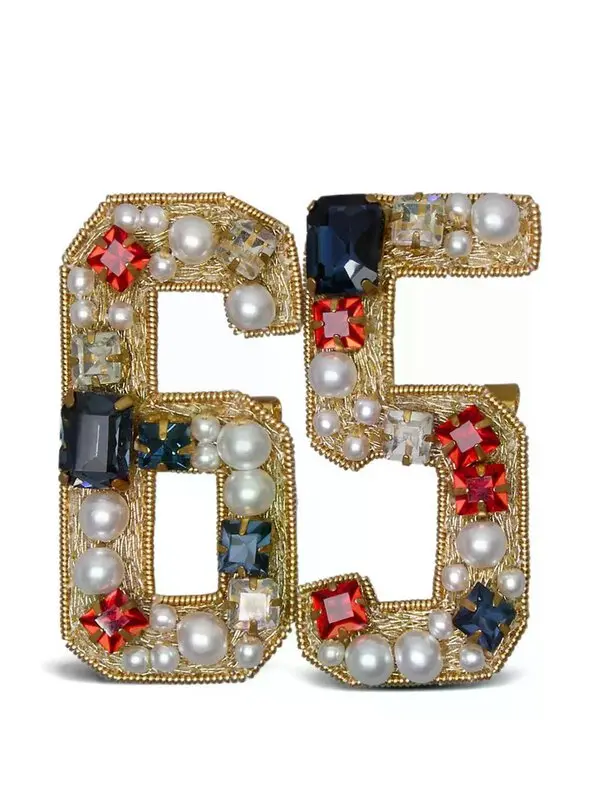 Thom Browne Crystal-embellished Number Brooch - Gold